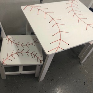 Baseball Decor - Kids Wooden Table - Baseball Furniture - Kids Room ...