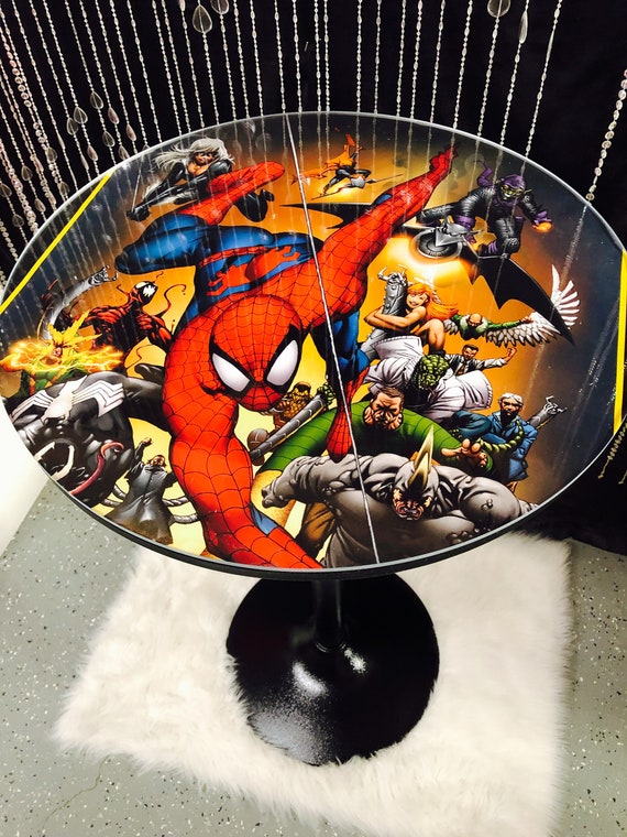 Spider Man Living Room Glass Table Spiderman Table Decor Etsy UK