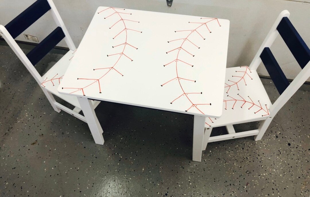 Baseball Decor - Kids Wooden Table - Baseball Furniture - Kids Room ...