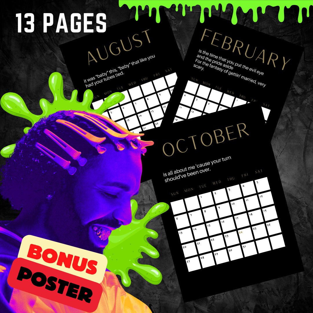 Slime You Out SYO 2024 Calendar Drake & SZA Drake Lyrics - Etsy