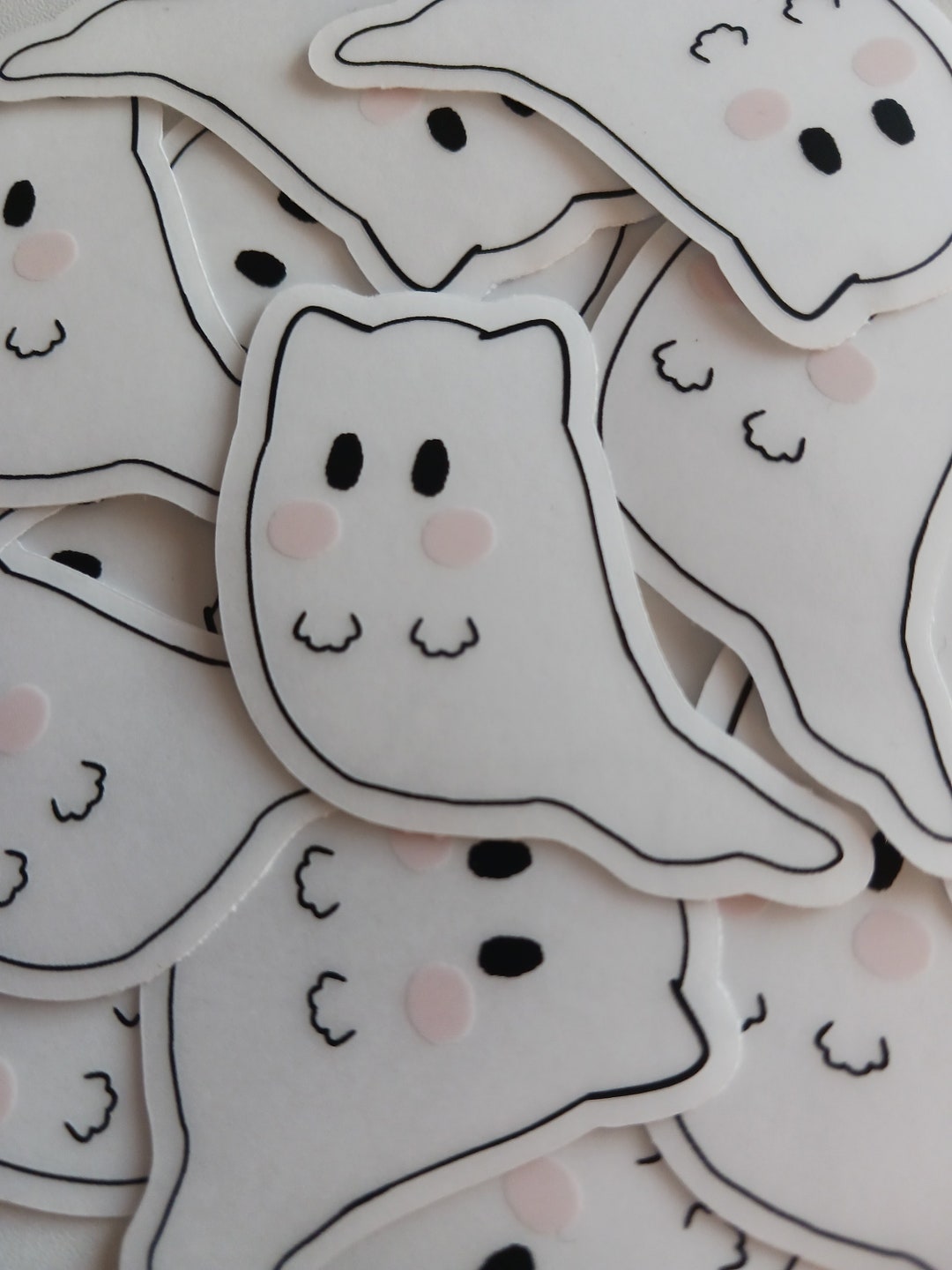Cat Ghost Sticker Spooky Sticker Clear and White Vinyl Sticker Cute ...