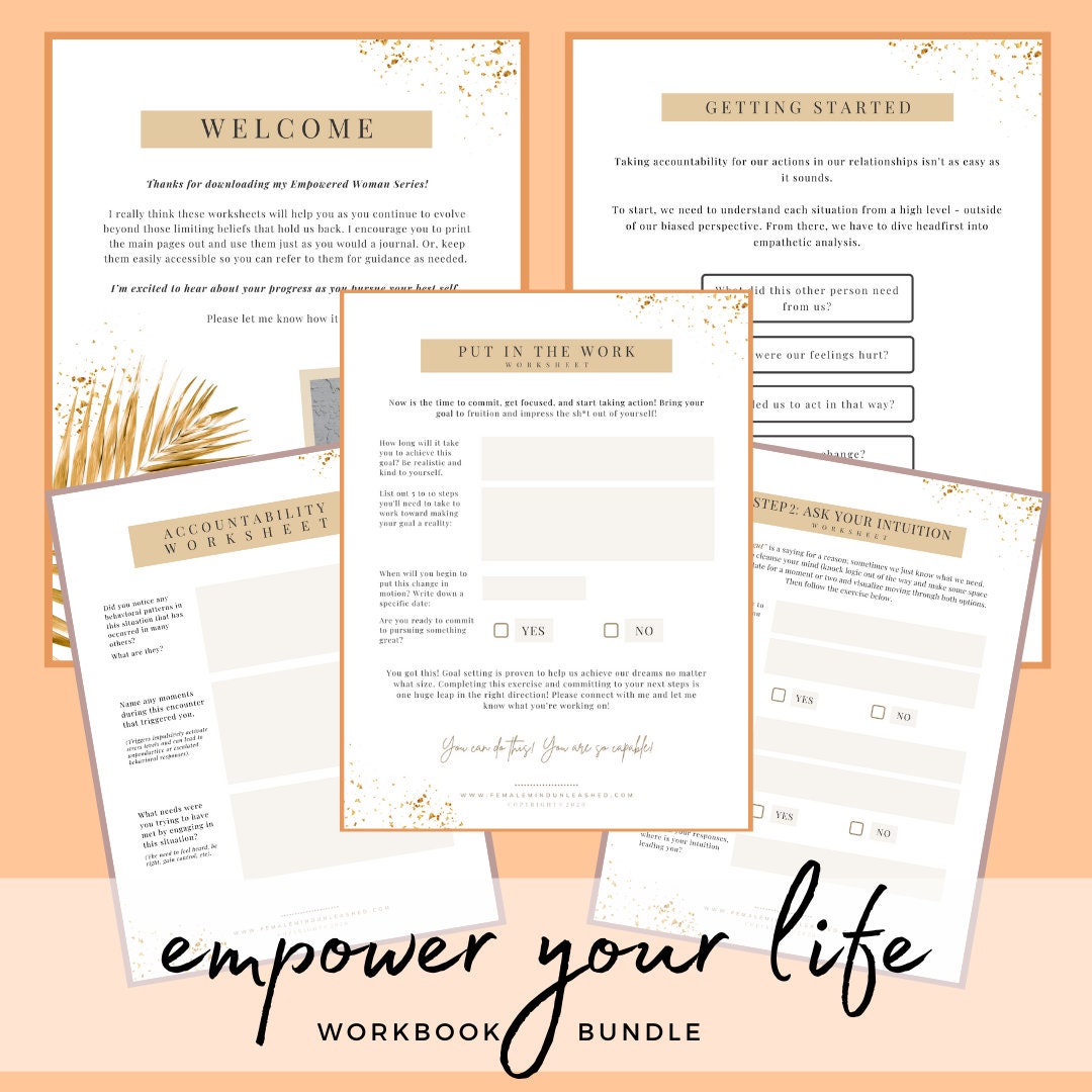Empowered Woman Workbook Series: 3 Worksheet Sets for Personal Growth ...