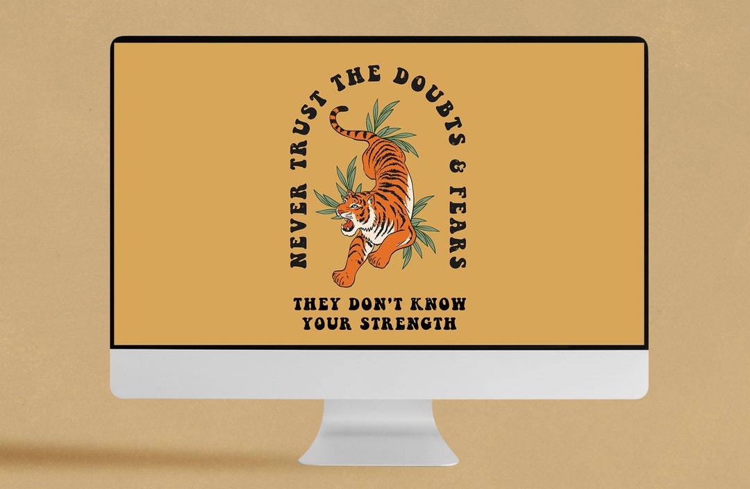 Tiger Power Wallpaper Desktop Background, Digital Download, Trendy ...