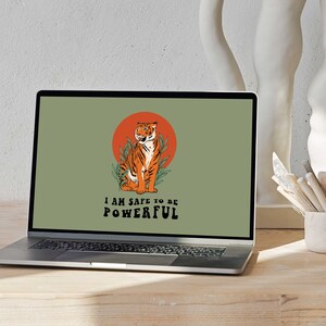 Tiger Power Wallpaper Desktop Background, Digital Download, Trendy ...
