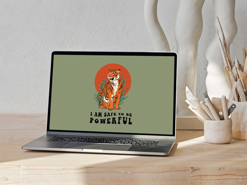 Tiger Power Wallpaper Desktop Background, Digital Download, Trendy ...