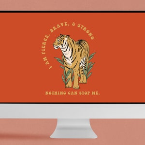 Tiger Power Wallpaper Desktop Background, Digital Download, Trendy ...