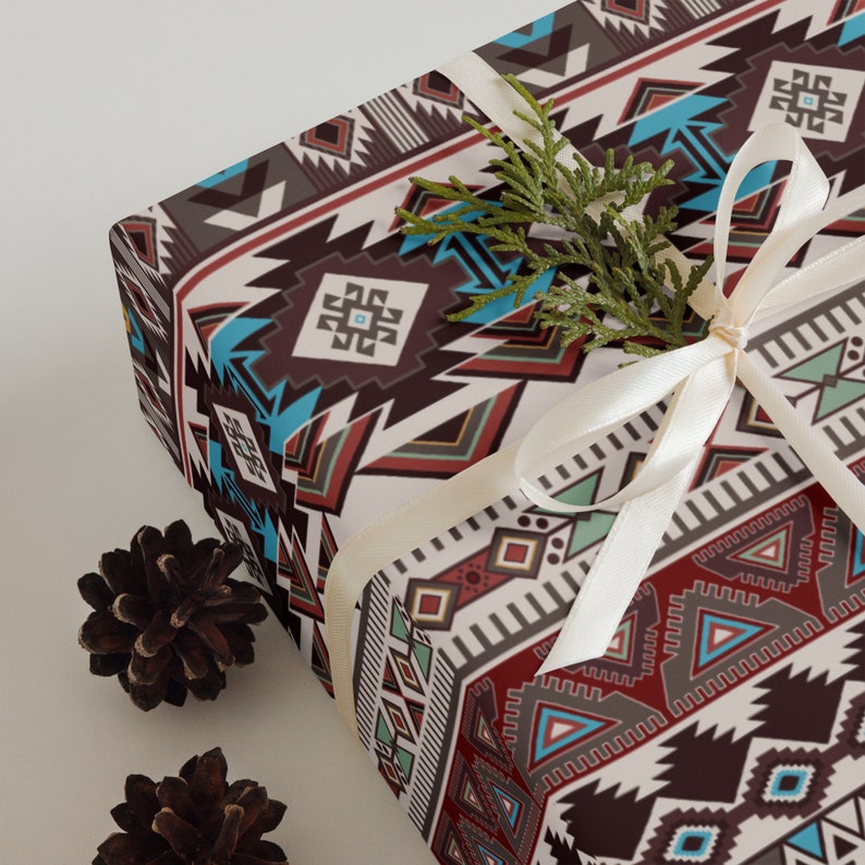 Indigenous Designer Gift Wrap - Deep Roots - Native American Pattern ...