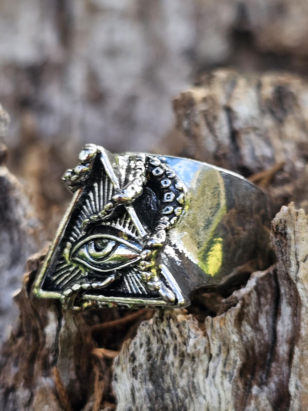 Illuminati All Seeing Eye - Eye of Horace and Tentacle Ring - Silver - Etsy