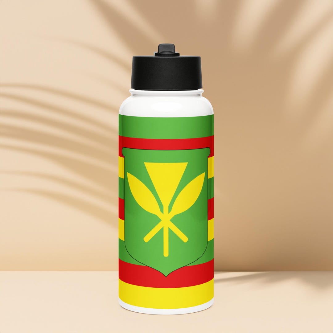 Kanaka Maoli Tribe Flag Stainless Steel Water Bottle With a Straw Lid ...