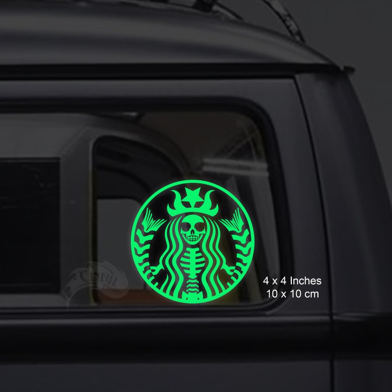 Mermaid Skeleton Siren Two Tailed Glow in the Dark Decal / - Etsy