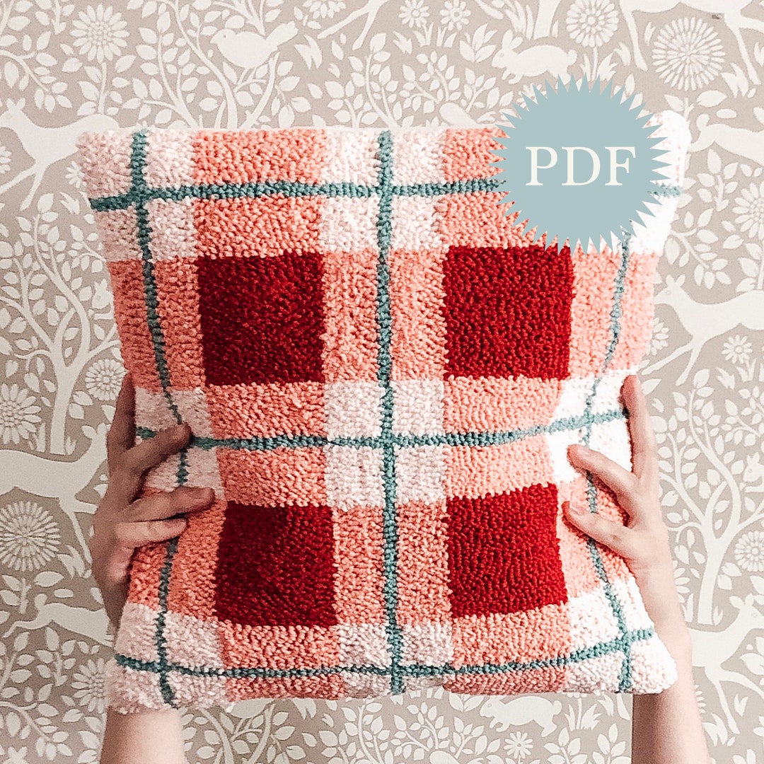 Digital Needle Punch Pattern Plaid Pillow - Etsy