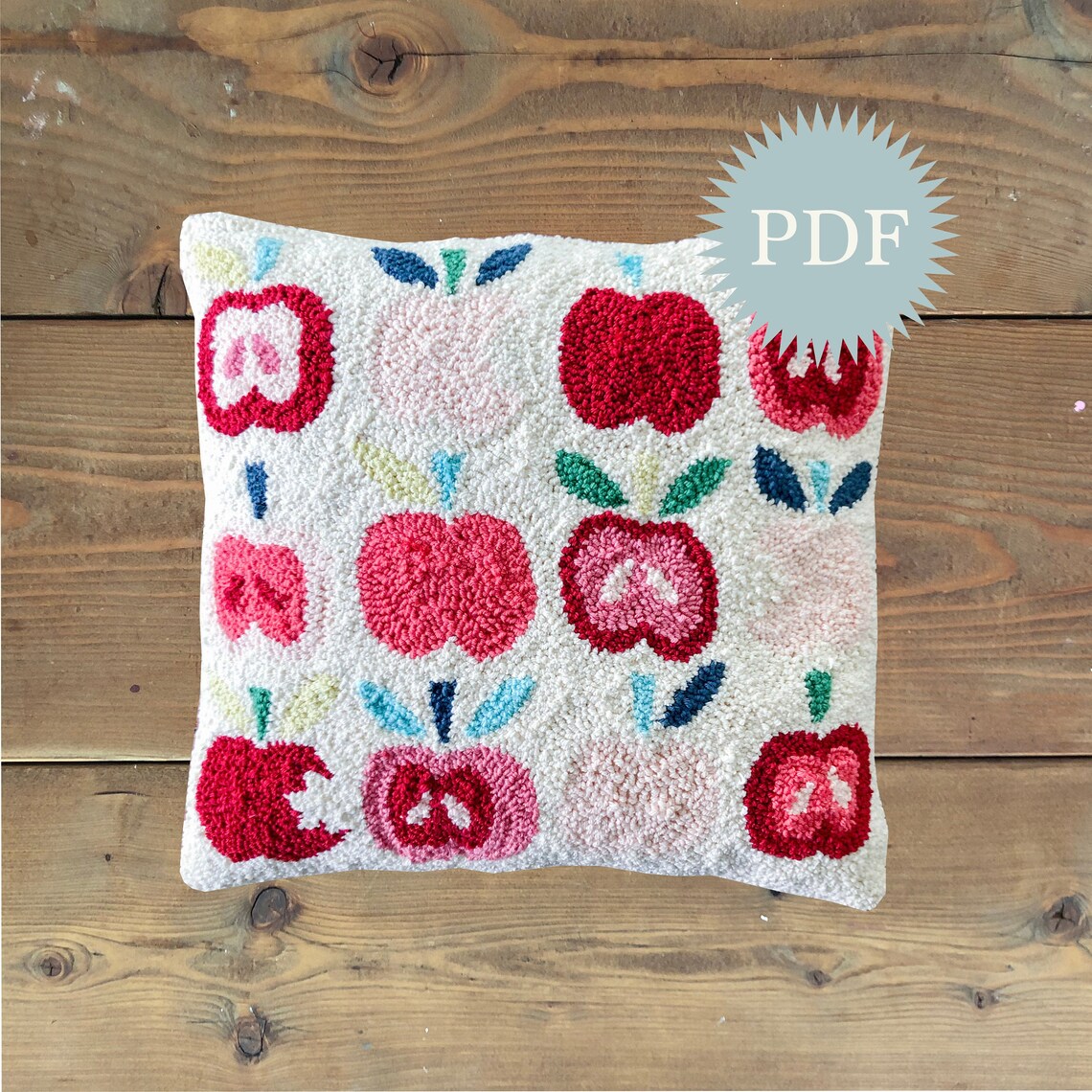 Digital Needle Punch Pattern Apple Needle Punch Pillow | Etsy