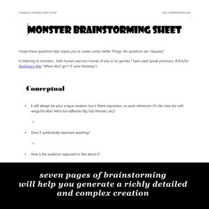 Monster Creation | Writer Worksheet | Writing | Novel Screenplay ...
