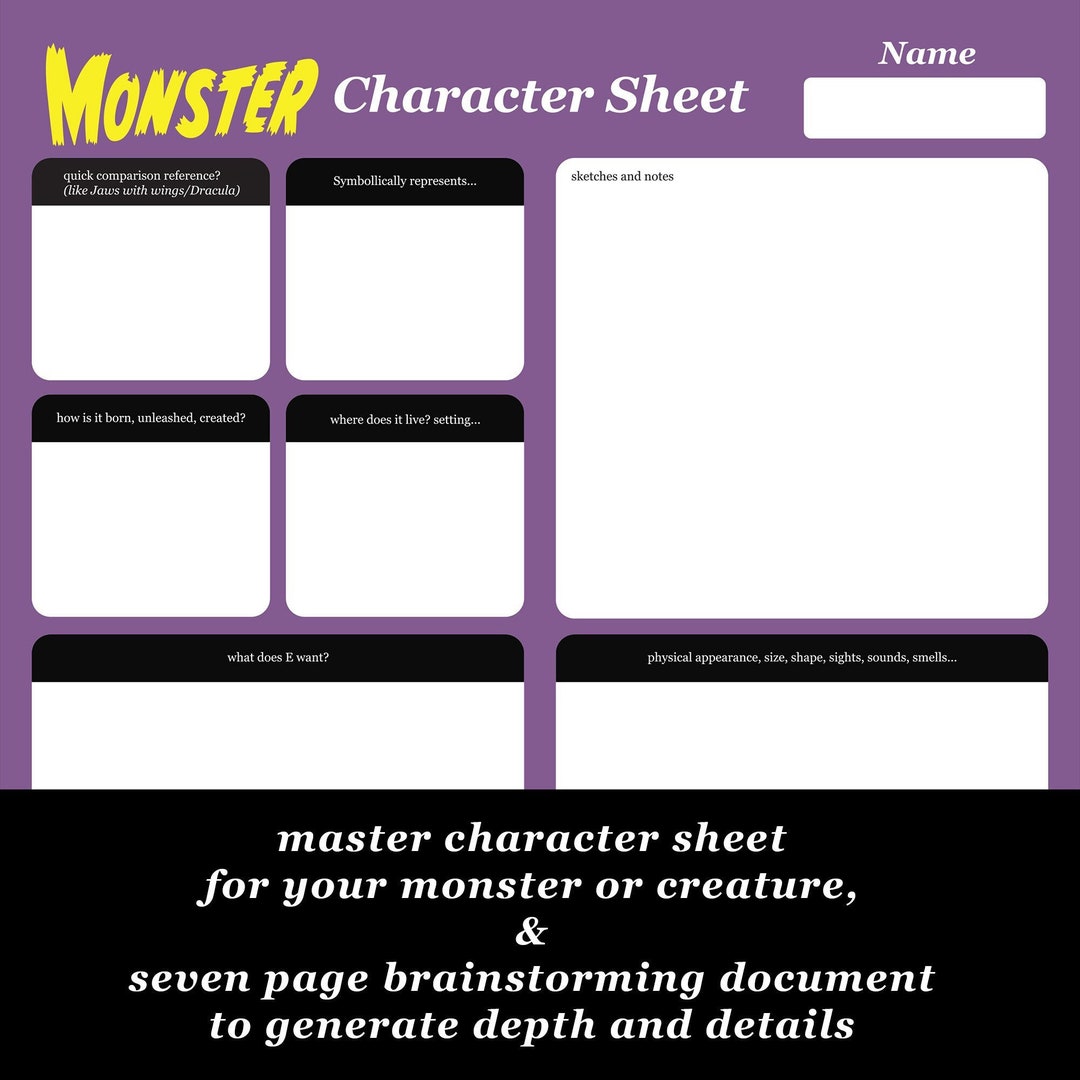 Monster Creation | Writer Worksheet | Writing | Novel Screenplay ...