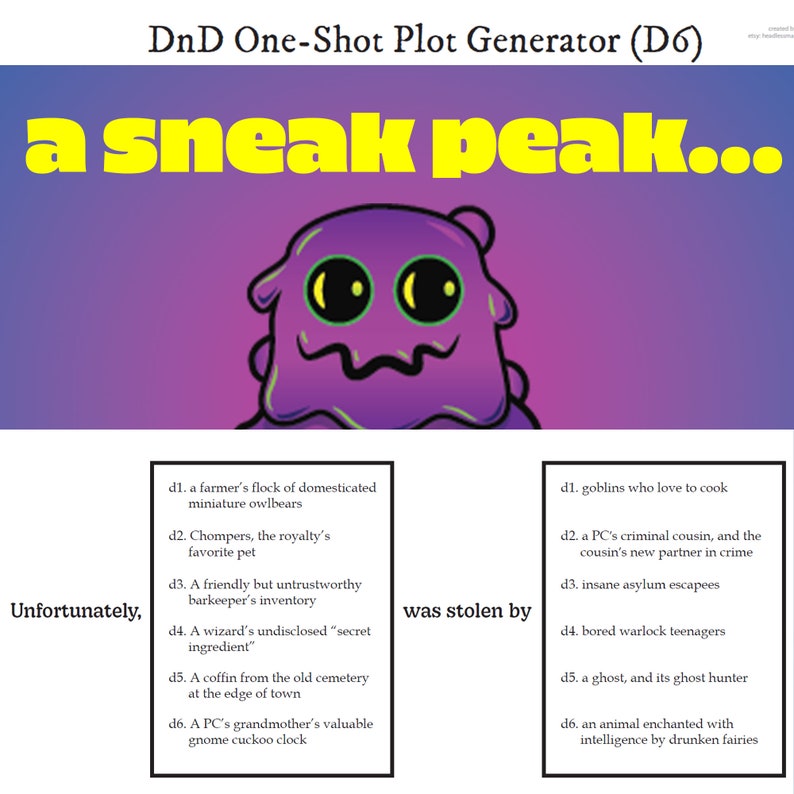 Dnd One-shot Plot Generator! | Simple RPG Worksheets to Make Dming Easy ...