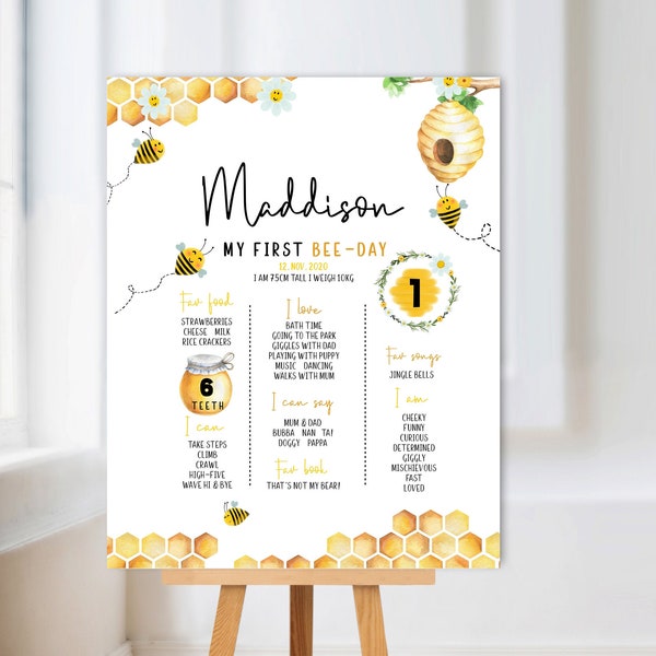 First Birthday Poster Bee - Etsy