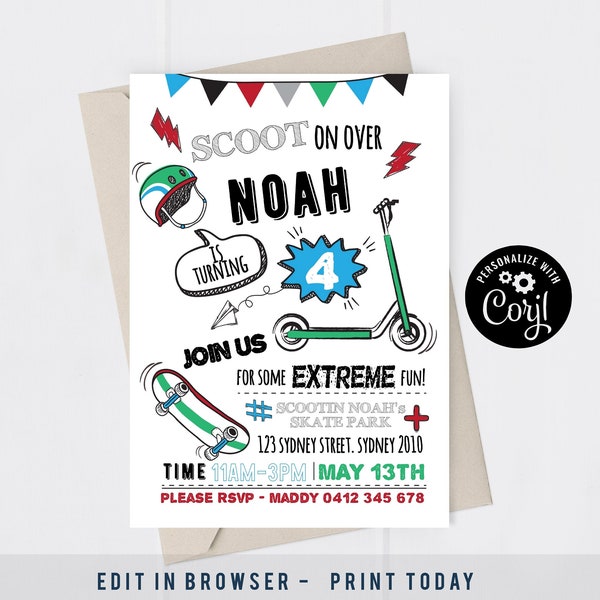 Scooter Invitation - Etsy
