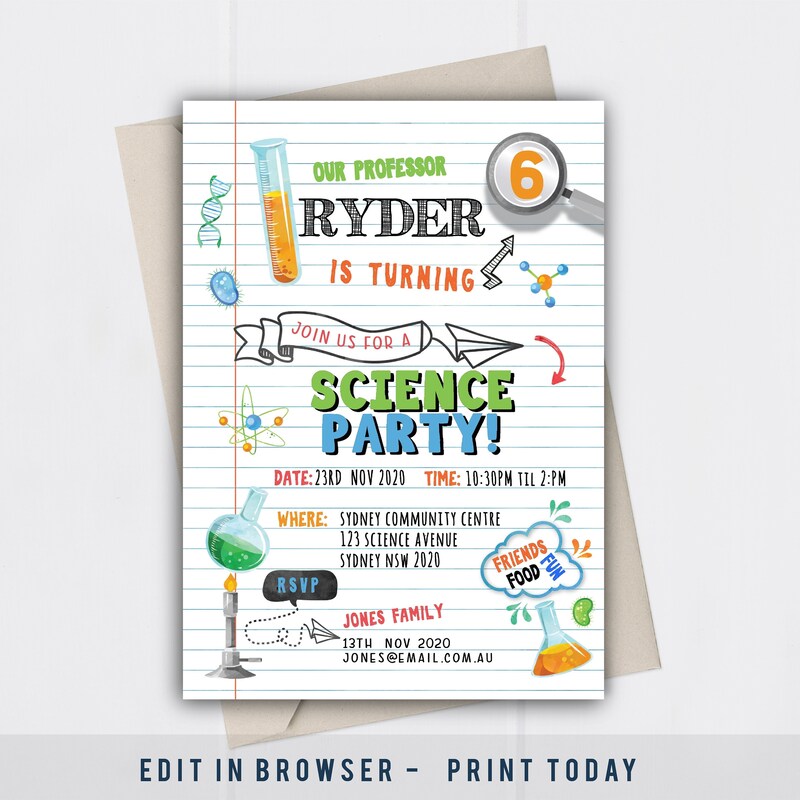 Science Invitation - Etsy