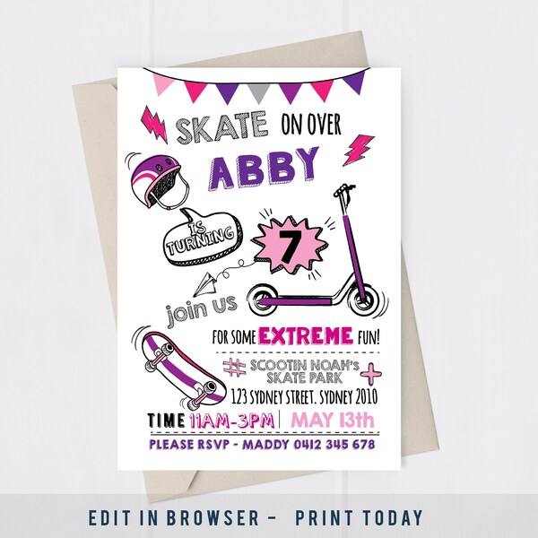 Scooter Invitation - Etsy