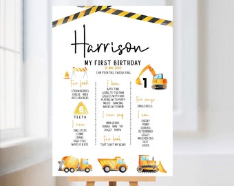 Construction Milestone Poster. First Birthday Poster. Builder | Etsy