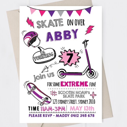 Skate Invitation. Skater Party Invitation. Editable - Etsy