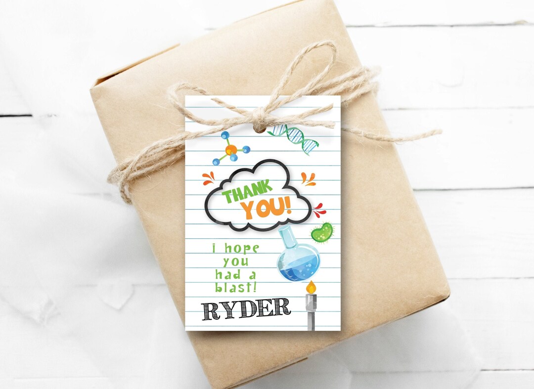 Science Thank You Tags. Scientist Party Favors. Slime Party. 4 Kinds ...
