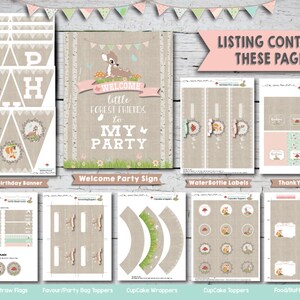 Woodlands Forest Friends Party Package Bundle INSTANT DOWNLOAD. Cute ...