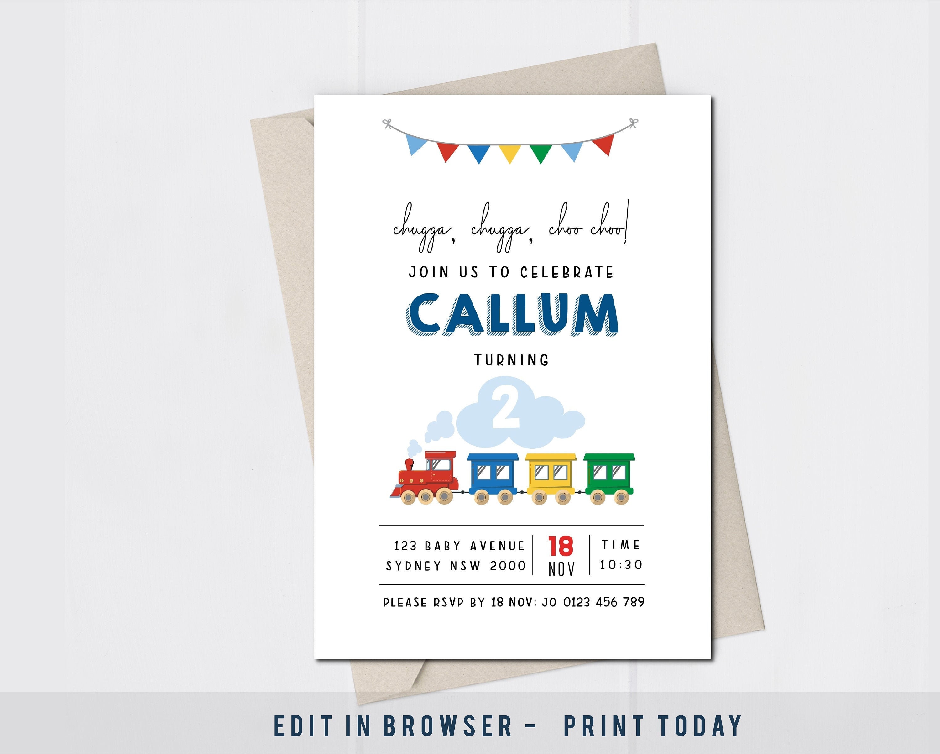 Train Birthday Invitation. Transport Birthday. Editable - Etsy