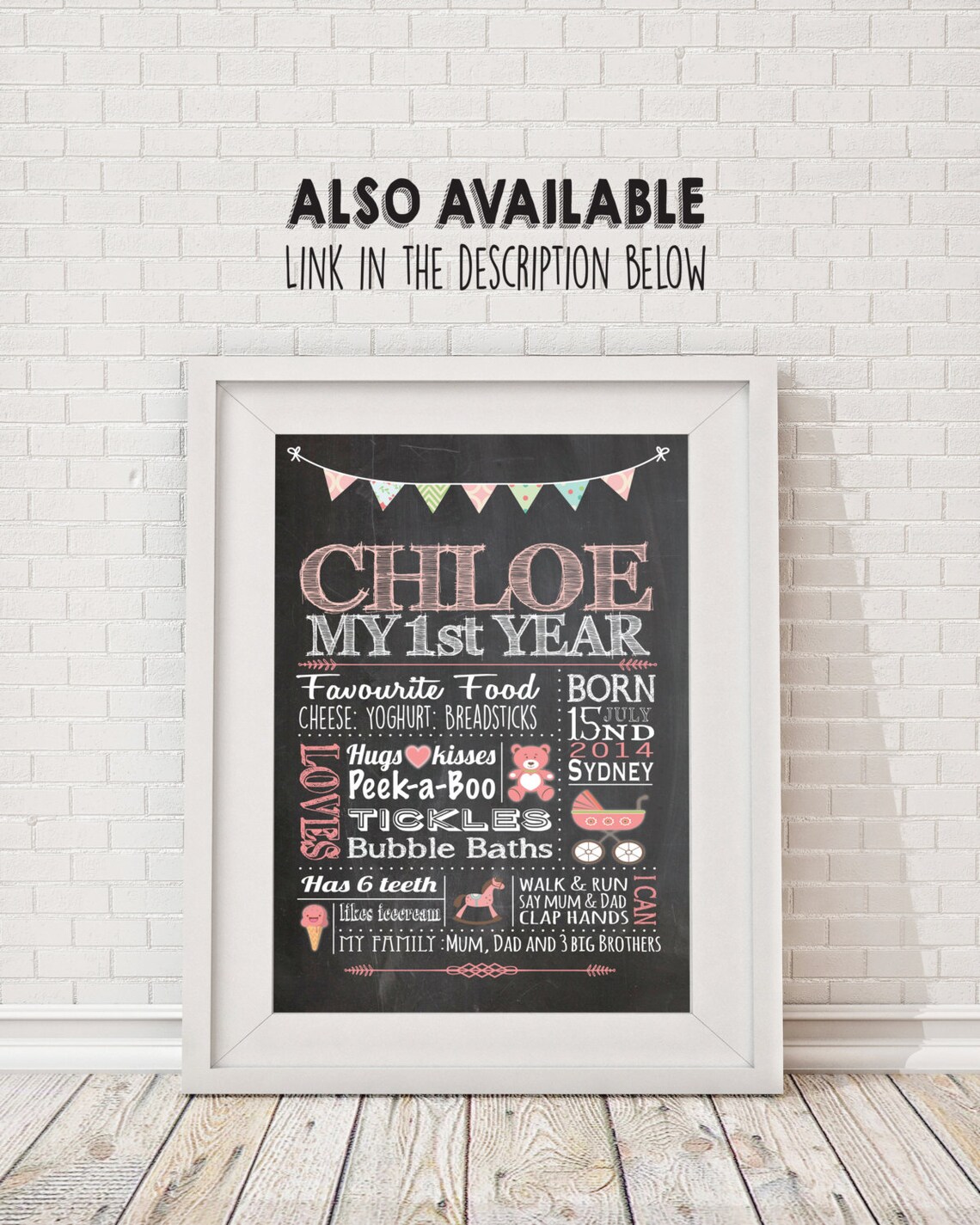 First Birthday Poster Printable Chalkboard Milestone - Etsy