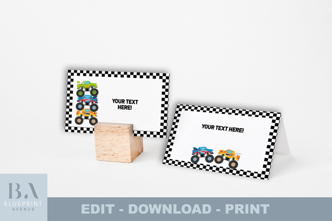 Monster Truck Food Labels. Editable Food Label. Monster Truck Food Tent ...