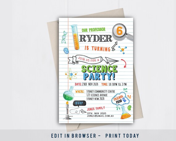 Science Invitation. Scientist Party Invitation. Slime Party. - Etsy