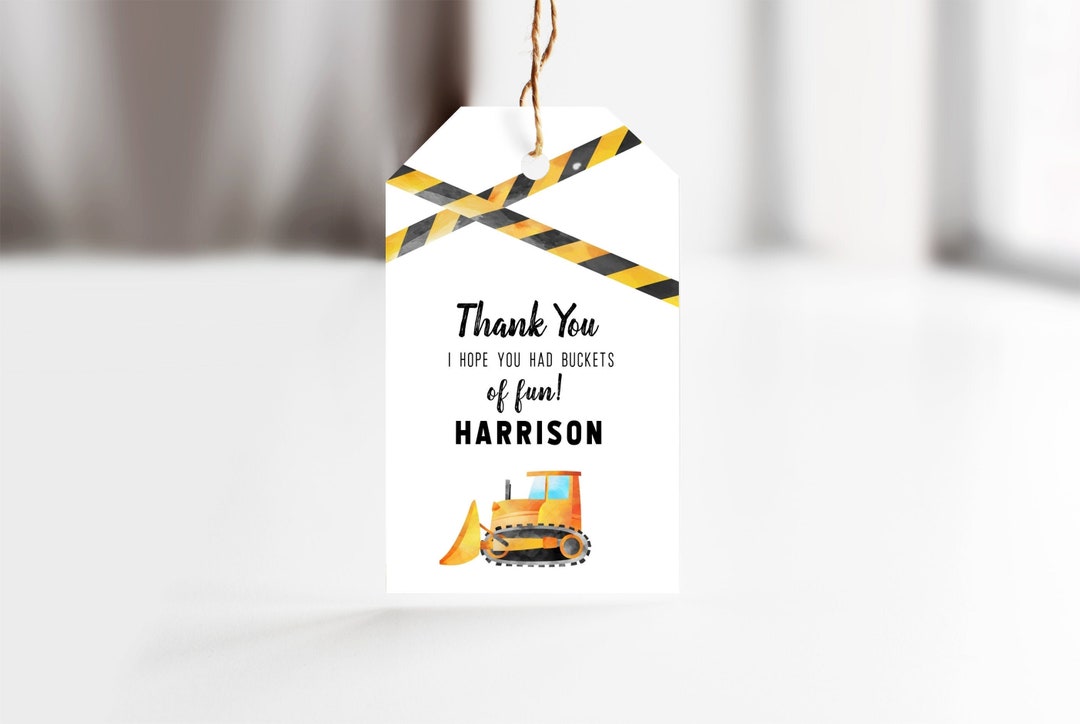 Builder Thank You Tags. 4 Kinds Construction Vehicle Thank You ...