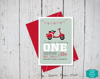 Scooter invitation | Etsy
