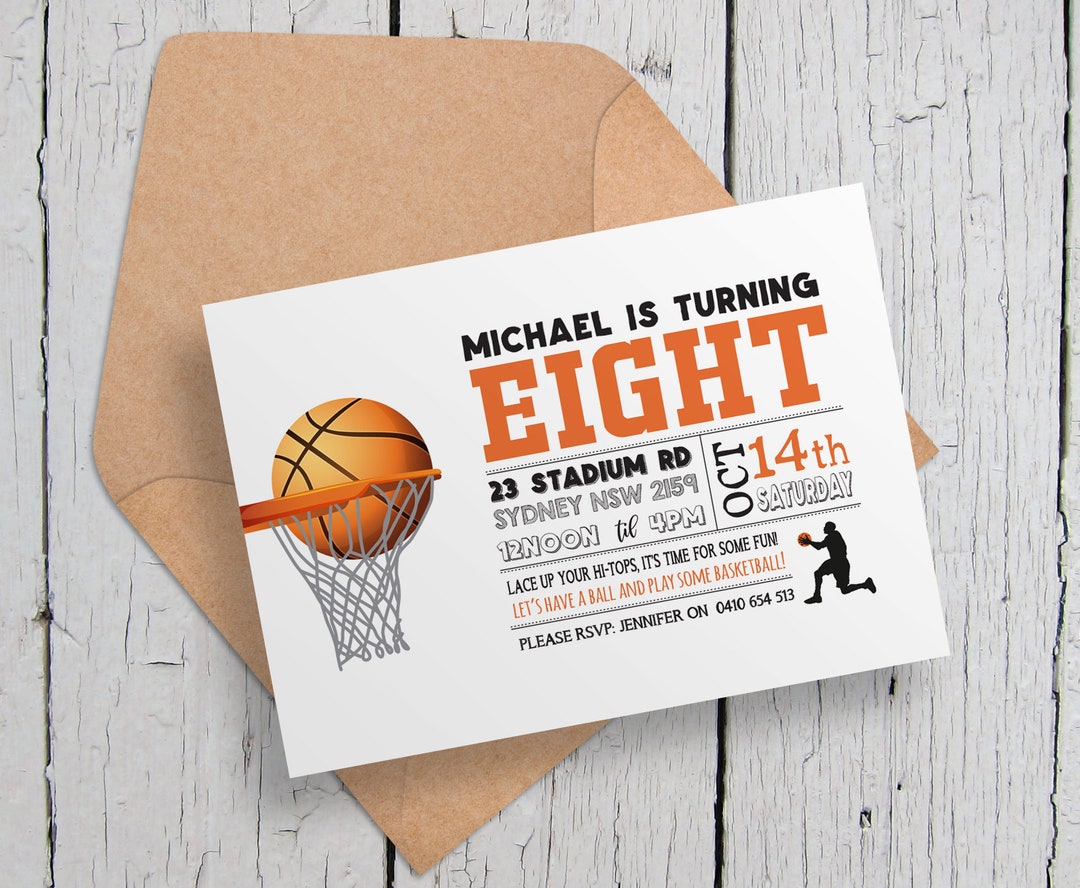 Basketball Invitation Printable for Boy or Girl. Sport Birthday ...