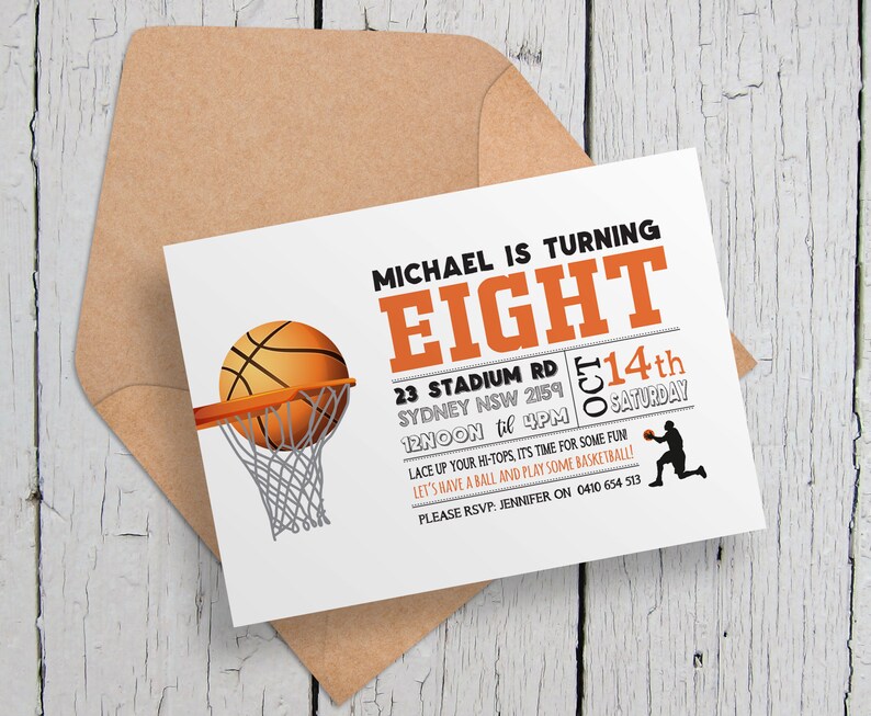 Basketball Invitation Printable for Boy or Girl. Sport | Etsy