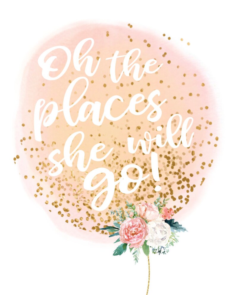 Oh the Places She Will Go. Glitter Confetti Balloon Sign - Etsy