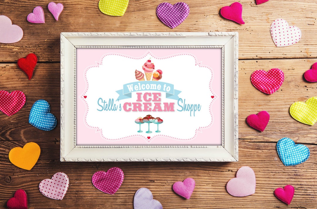 Ice Cream Party Welcome Sign. Customised Party Printable Sign ...
