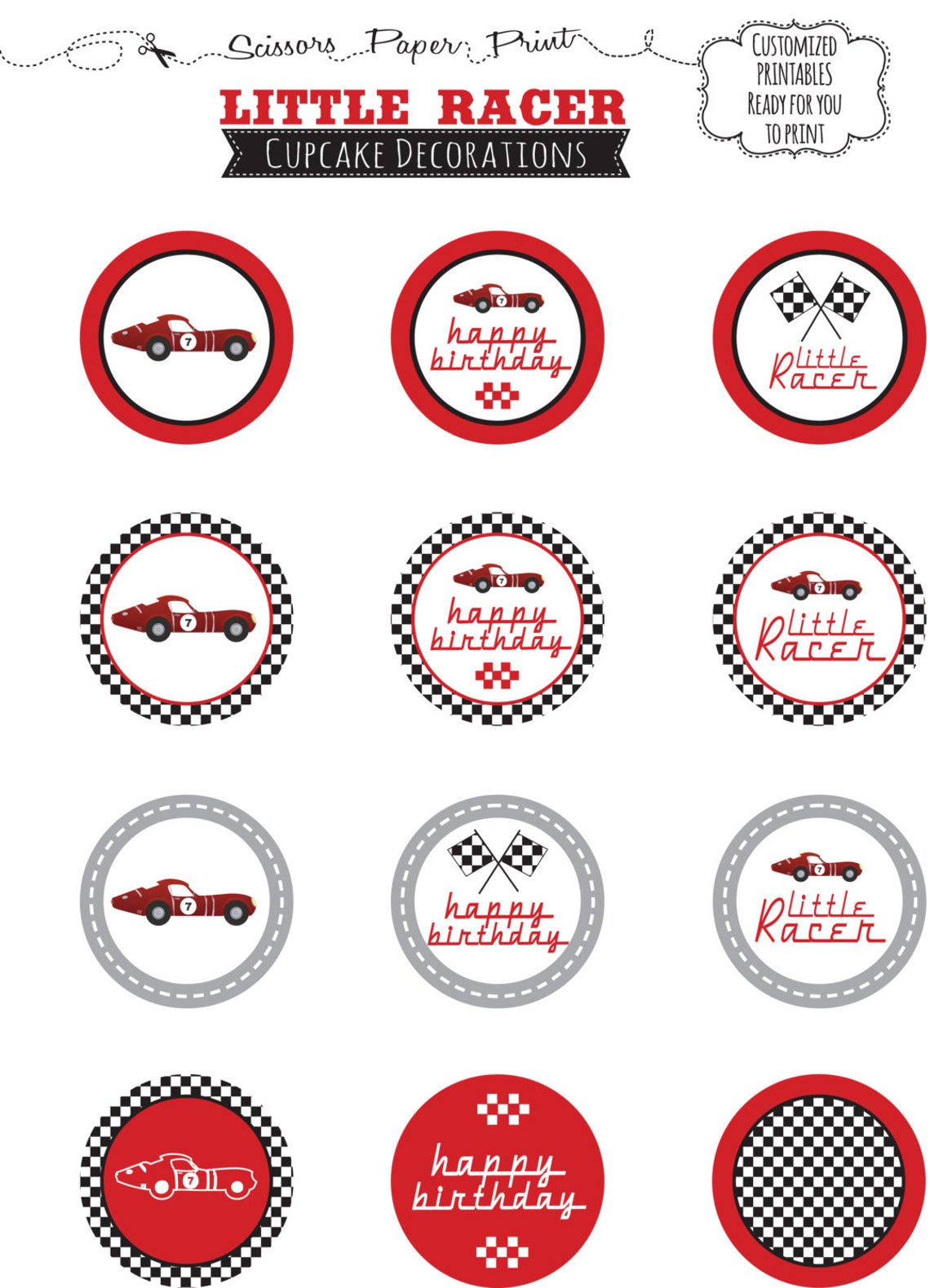 Retro RACING Car Party Cupcake Toppers Little Racer Birthday - Etsy