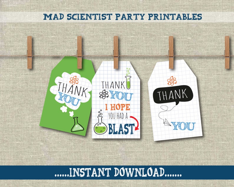 Mad Scientist Thank You Labels/tags Science Party Decor - Etsy Australia