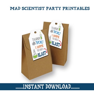 Mad Scientist Thank You Labels/tags, Science Party Decor, Thank You ...