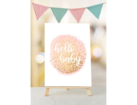 Hello Baby Sign. Pink Baby Shower Confetti Balloon Customised | Etsy