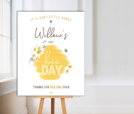 Bee Welcome Poster. Bee Day. Editable Bee Day Party Sign. Bee | Etsy