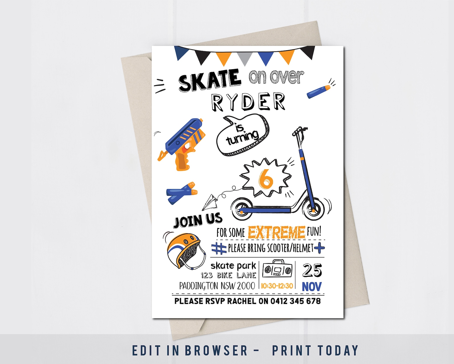 Skate Invitation. Skater Party Invitation. Editable - Etsy