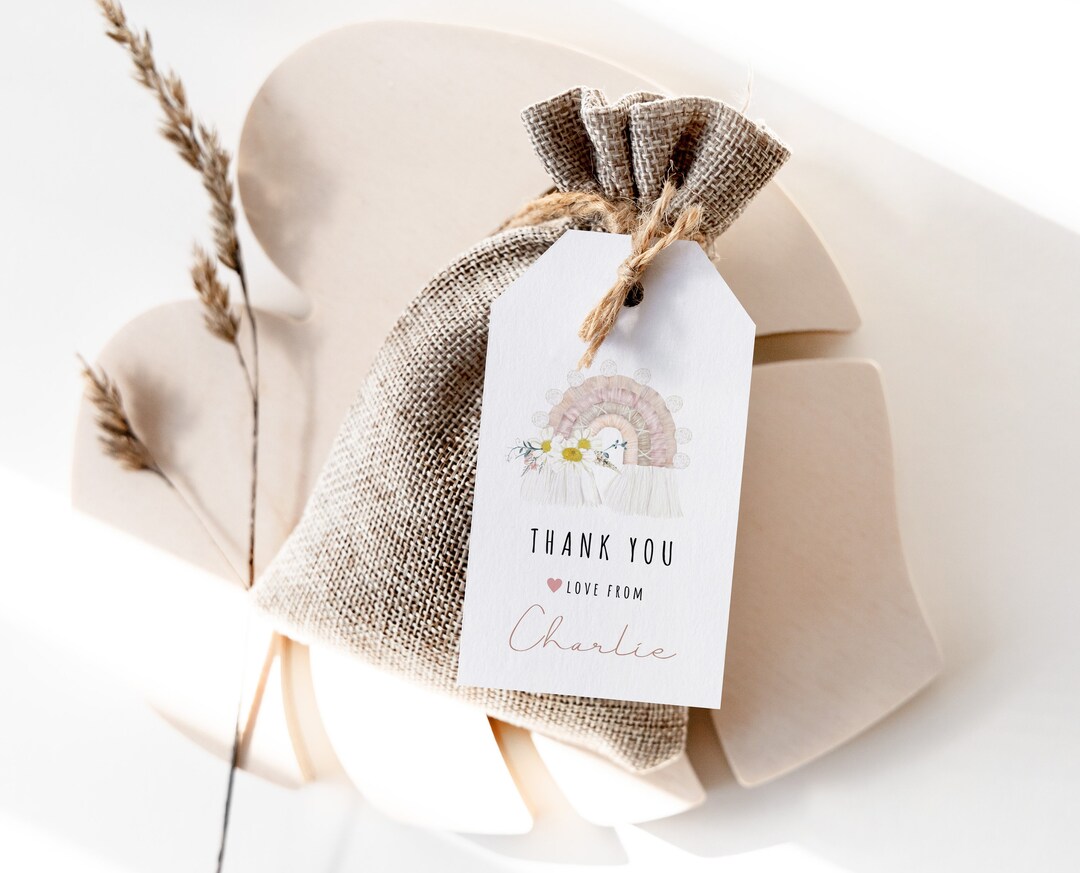 Rainbow Daisy Thank You Tags. Macrame Rainbow Thank You Labels. Thank ...