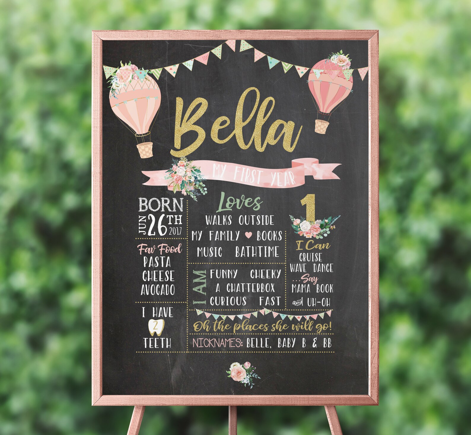 Birthday Sign Poster Hot Air Balloon Milestone Chalkboard. - Etsy