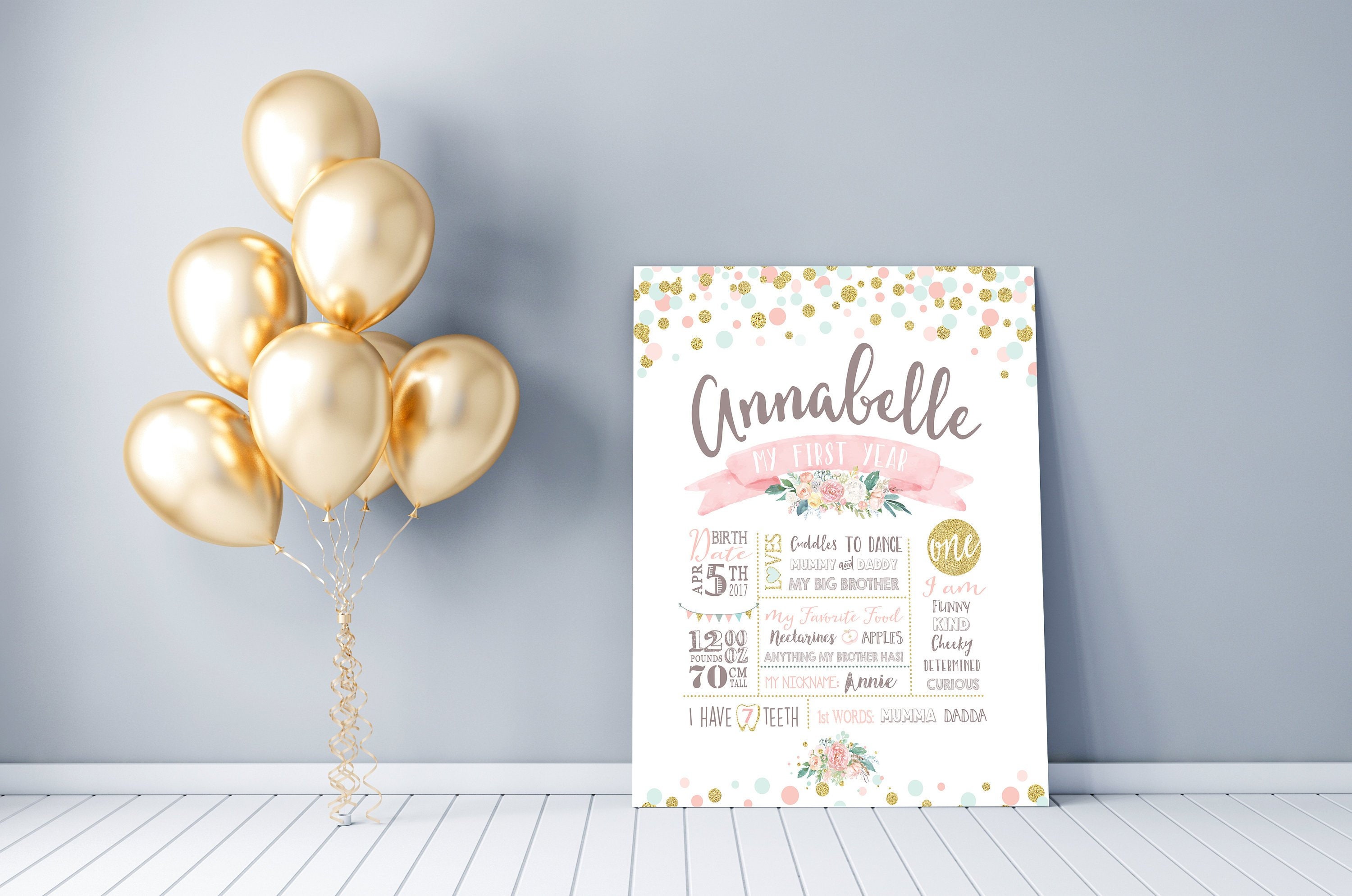 Birthday Milestone Poster Milestone Baby Girl or Baby Boy. - Etsy