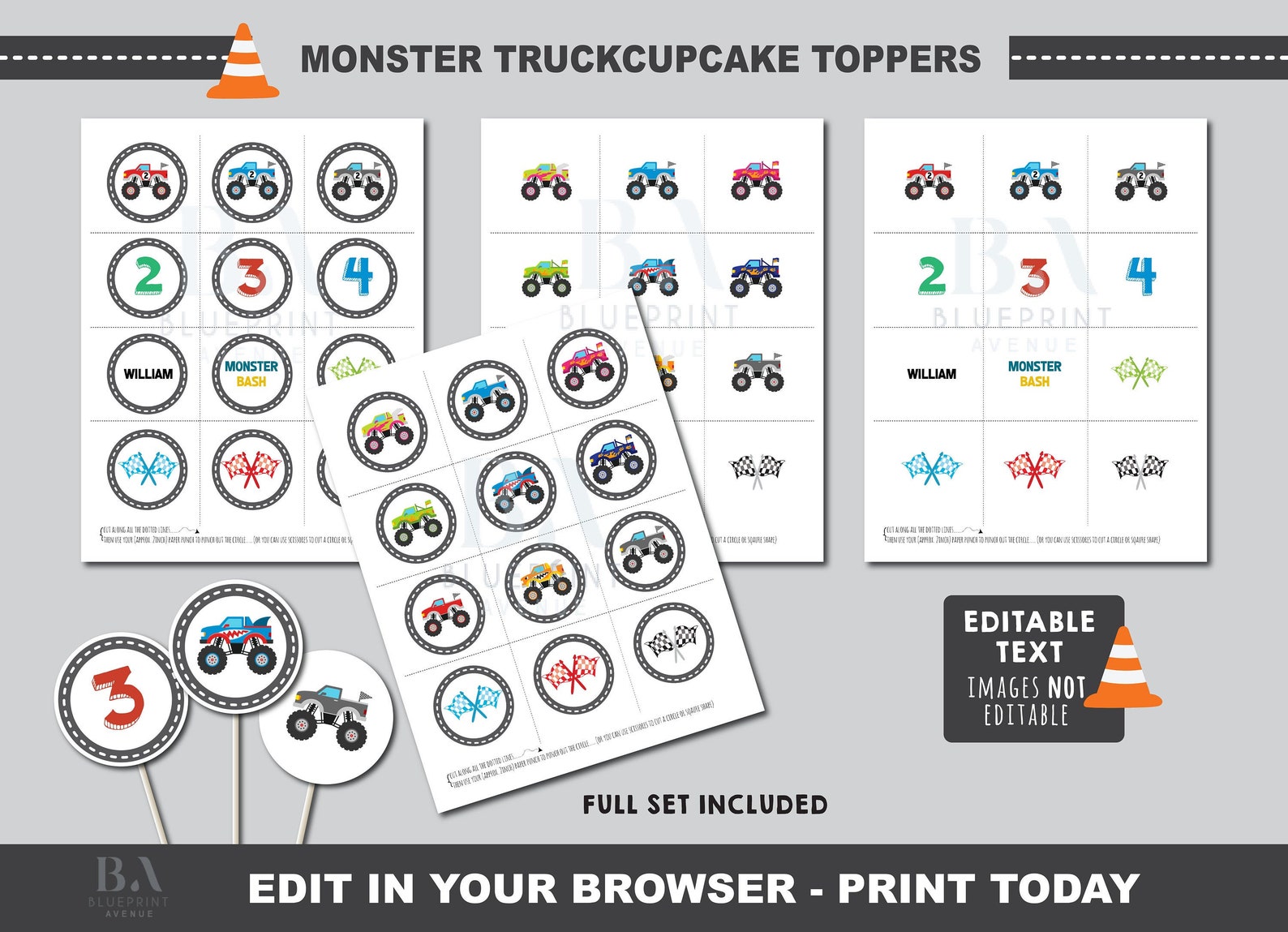 Monster Truck Thank Labels. Monster Truck Thank You Tags. - Etsy