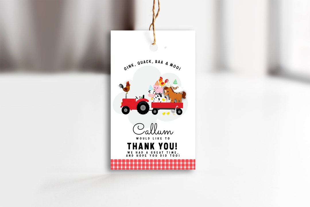 Farmer Thank You Tags. Tractor Thank You Labels. Farm Birthday ...