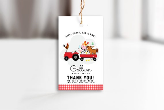 Farmer Thank You Tags. Tractor Thank You Labels. Farm | Etsy