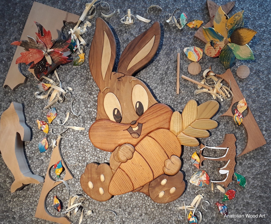 Wood Intarsia: Rabbit - Etsy